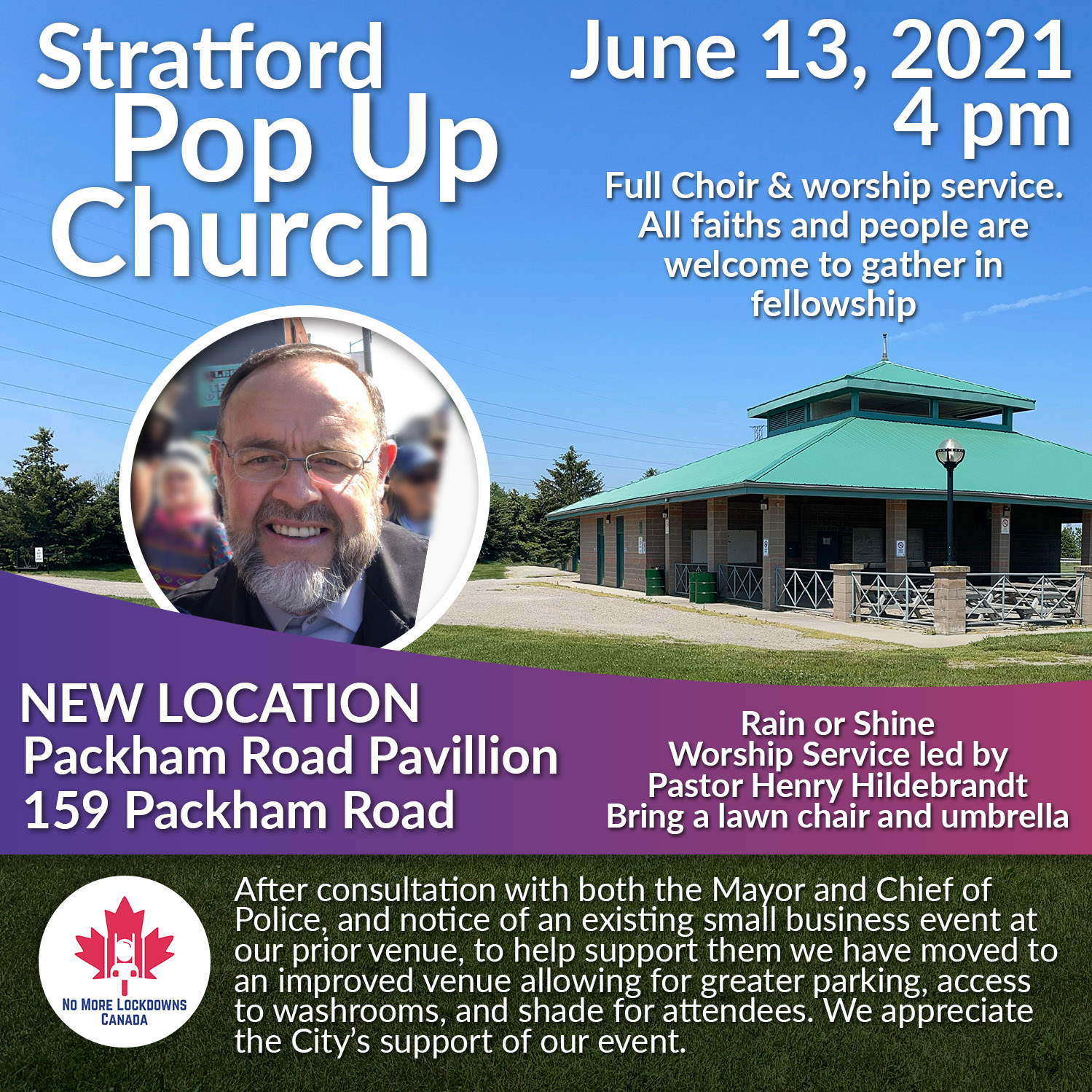 Stratford Pop up Church – No More Lockdowns Canada